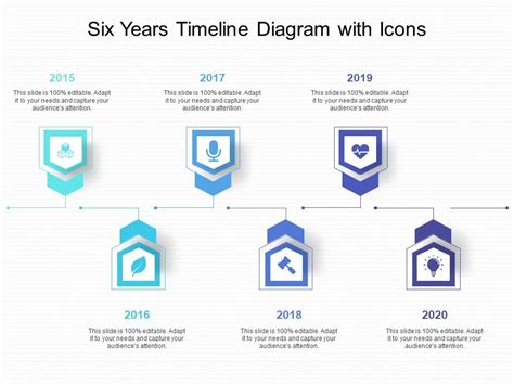 Six Years Timeline Diagram With Icons Ppt PowerPoint Presentation Pictures Inspiration PDF
