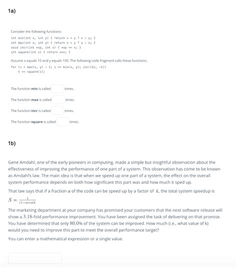 Solved 1a Consider The Following Functions Int Minint X