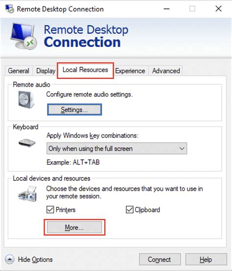 Step 1 Verify That The RDP Client Allows Drive Redirection