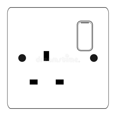 Power Plug Socket Outlet Type G One Socket With Switch Outline Style Stock Vector Illustration