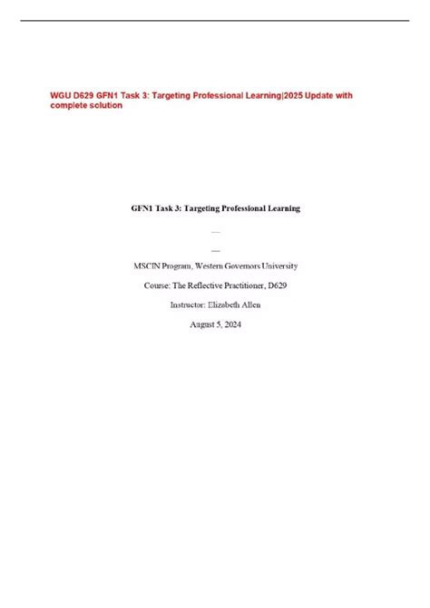 Wgu D629 Gfn1 Task 3 Targeting Professional Learning 2025 Update With Complete Solution Wgu