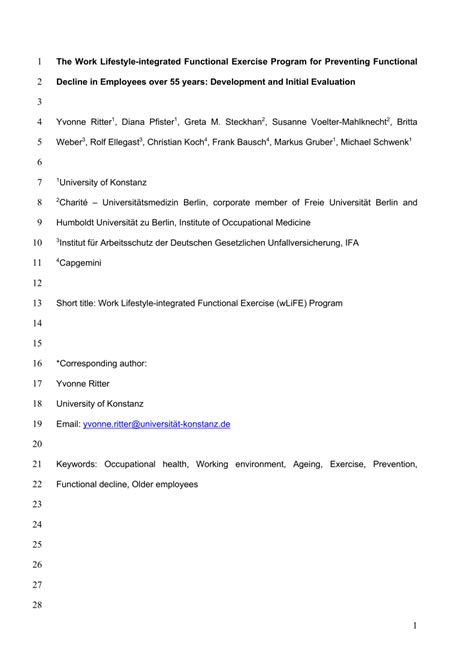 Pdf The Work Lifestyle Integrated Functional Exercise Program For Preventing Functional