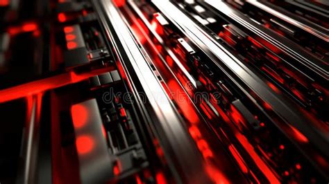 A Focused Image Of Red Bokeh Lights In A Data Center Showcasing