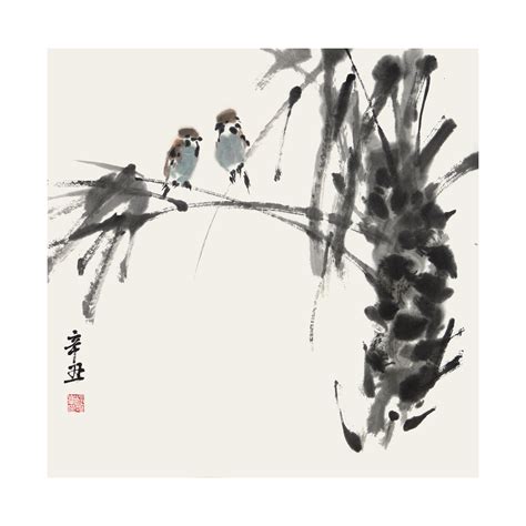 棕荫双雀 杨晓峰 站酷ZCOOL