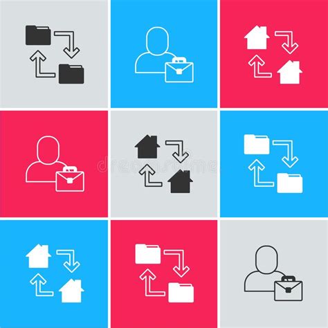 Set Cloud Storage Document Folder Freelancer And Online Working Icon Vector Stock Vector