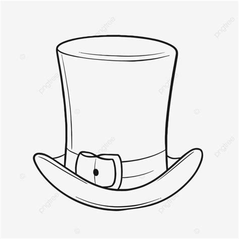 Black And White Line Drawing Of A Top Hat With Buckle Outline Sketch Vector Wing Drawing Hat