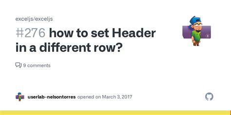 how to set header in a different row · issue 276 · exceljs exceljs · github
