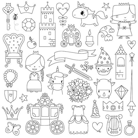Premium Vector Princess Vector Illustration Set