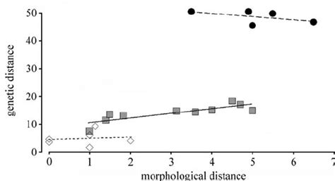 Mean Morphological Squared Euclidean And Genetic Pairwise Sequence Download Scientific