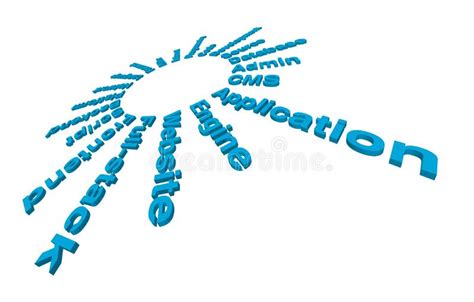 Blue Color Web Development Terms Vector Illustration Concept Stock