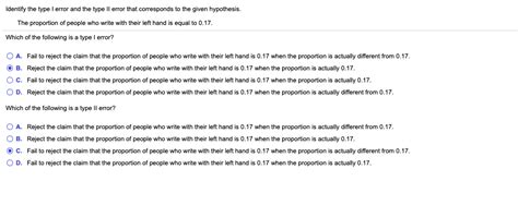 Solved Identify The Type 1 Error And The Type Il Error That Chegg Com