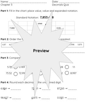 Decimal Quiz By Jessie Ellis TPT