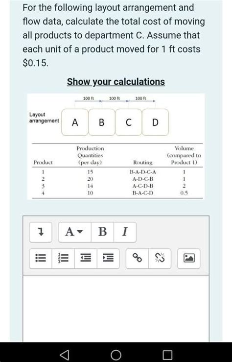 Solved For The Following Layout Arrangement And Flow Data Chegg