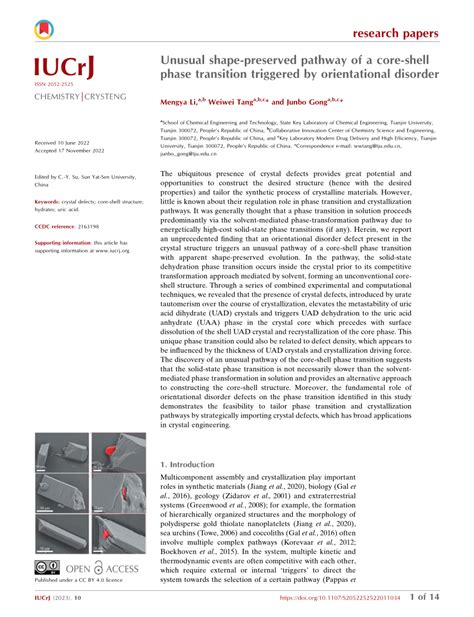Pdf Unusual Shape Preserved Pathway Of A Core Shell Phase Transition