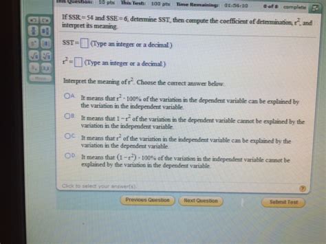 Solved If Ssr 54 And Sse 6 Determine Sst Then Compute