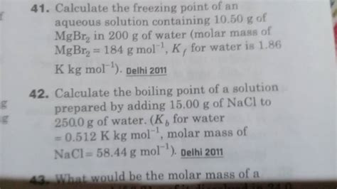 Calculate The Freezing Point Of An Aqueous Solution Containing
