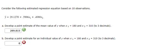 Solved Consider The Following Estimated Regression Equation Chegg