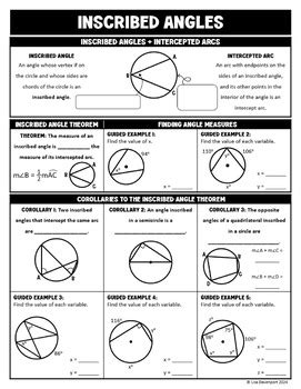 Inscribed Angles Geometry Guided Binder Notes By Lisa Davenport