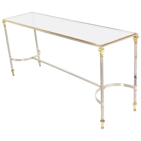 Long Brass And Glass Console Table At 1stdibs