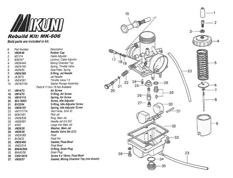 Mikuni Vm26 606 Carburetor Carb Repair Rebuild Kit Mk 606 Ebay