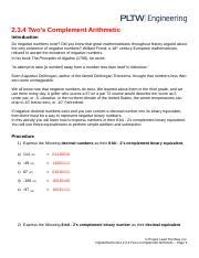2 3 4 TwoComplementArithmetic Docx 2 3 4 Two S Complement Arithmetic Introduction Do Negative