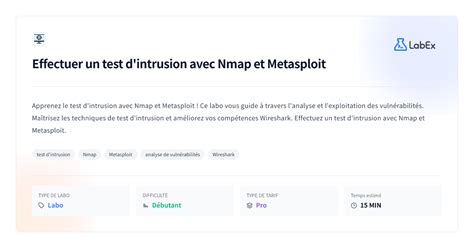 Effectuer Un Test Dintrusion Avec Nmap Et Metasploit Labex