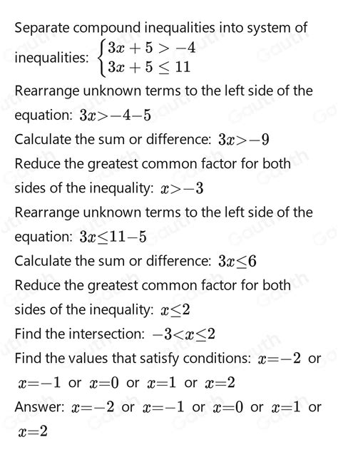 Solved Write Down The Integer Values Of X Which Satisfy 4