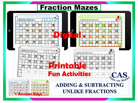 Fractions Adding Subtracting Unlike Fractions Fun Activities Printable And Digital
