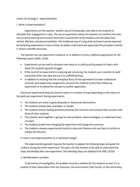 Lesson 10 Pdf Experiment Learning