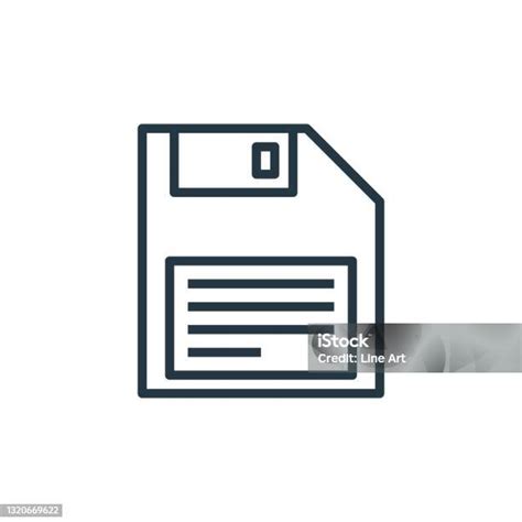 컴퓨터 개념에서 플로피 디스크 아이콘 벡터입니다 플로피 디스크 편집 가능한 스트로크의 얇은 선 그림입니다 웹 및 모바일 앱 로고 인쇄 미디어에 사용하기 위한 플로피 디스크