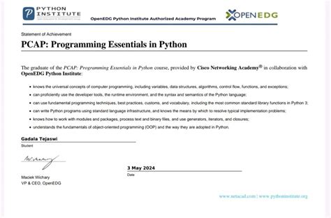 Tejaswi Gadala On Linkedin Python Programming Certification