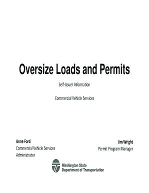 Fillable Online Wsdot Wa WSDOT Self Issuer Information Oversize Loads And Permits Wsdot Wa