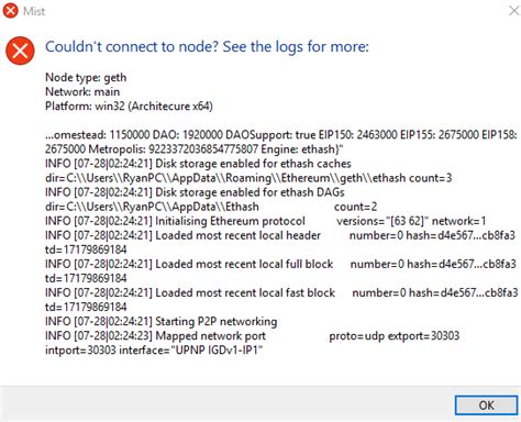 Ethereum Node Connection Error · Issue 2850 · Ethereummist · Github