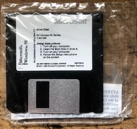 New Unopened Original Microsoft Windows 98 Boot Disk 35 Fdd Floppy Disk Eur 3634 Picclick Fr