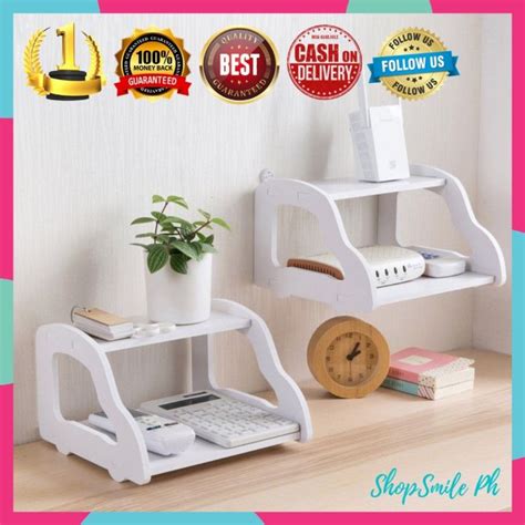 Wifi Modem Holder Double Floating Wall Mount Shelf Wood WiFi Modem Rack Wifi Router Bracket