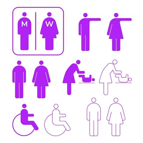 손으로 그린 화장실 아이콘 모음 프리미엄 벡터