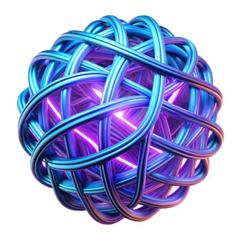 3d Render Of Intertwined Blue And Purple Tubes Abstract Sphere