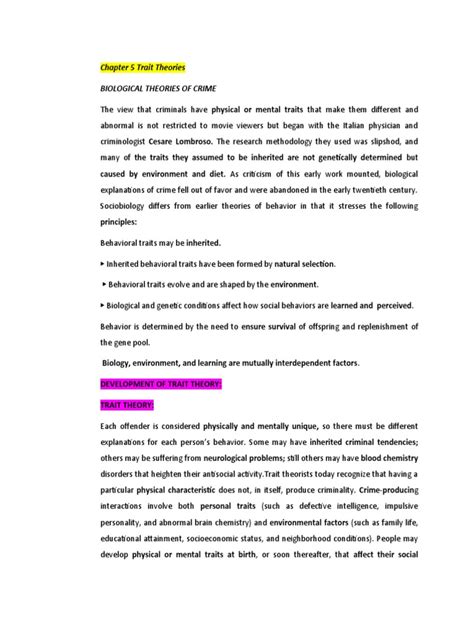 Chapter 5 Trait Theories Pdf