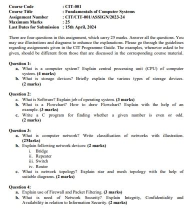 CIT 001 IGNOU Solved Assignment English Latest Session PDF Instant Download