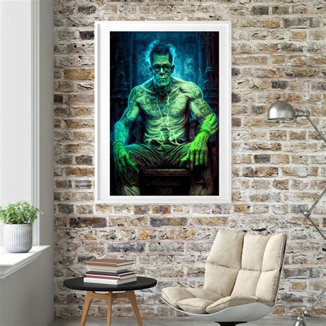 Ai Generated Frankenstein Poster Frankenstein Art Frankenstein Decor Ai Art Horror Decor