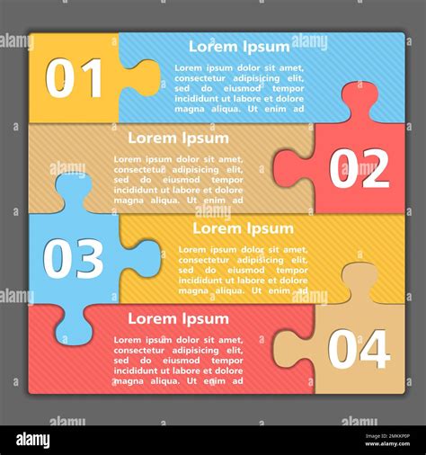 Template Of Design With Four Puzzle Pieces Vector Eps10 Illustration Stock Vector Image And Art
