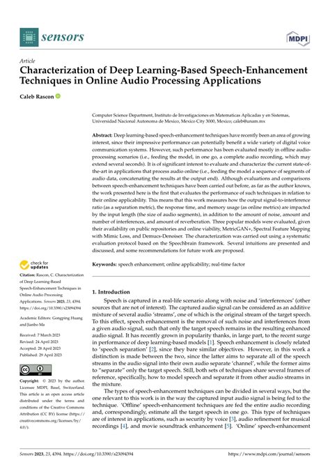 Pdf Characterization Of Deep Learning Based Speech Enhancement