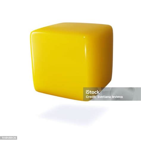 3d 노란색 광택 플라스틱 큐브 벡터 기하학적 아이콘입니다 황금 연단 상자 측면 각도보기 교육 빌드 장난감 또는 도전 비즈니스