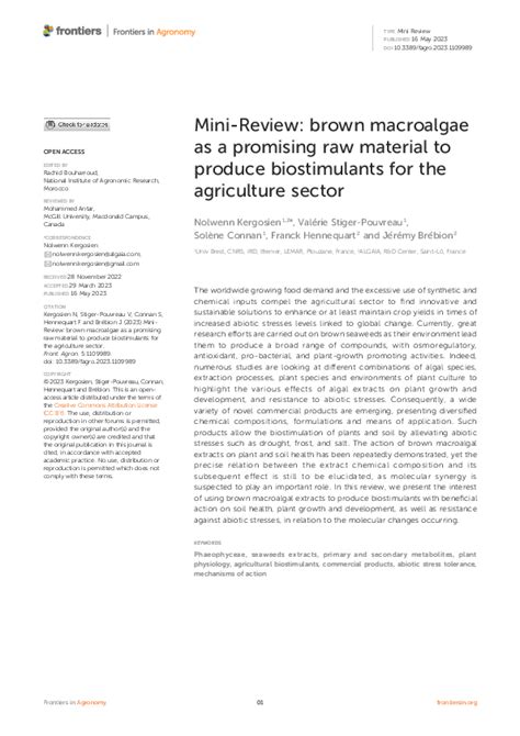 Pdf Mini Review Brown Macroalgae As A Promising Raw Material To