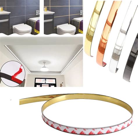 20 미터 골드 테이프 자기 접착 거울 벽 스티커 방수 Pvc 장식 라인 배경 벽 가구 장식 데칼 Aliexpress