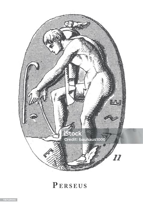 페르세우스 전설과 신화 장면과 그리스와 로마 조각 골동품 일러스트의 그림 출판 1851 페르세우스에 대한 스톡 벡터 아트 및 기타 이미지 페르세우스 0명 19세기