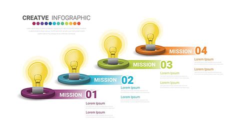 4step Vector Infographic With Light Bulb Charts And Diagrams Vector Background Creative