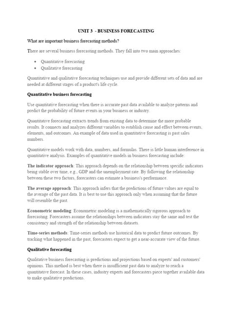 Unit 3 Pdf Forecasting Predictive Analytics