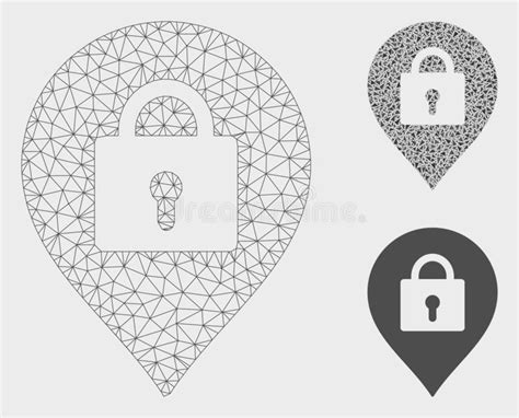 Locker Marker Vector Mesh Carcass Model And Triangle Mosaic Icon Stock Vector Illustration Of