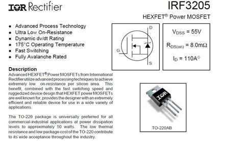Irf540n Datasheet Technical Specifications Features And Applications